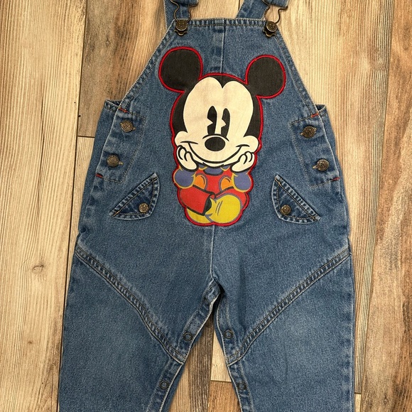 Disney | One Pieces | Vintage 9s Disney Mickey Mouse Denim Overalls ...